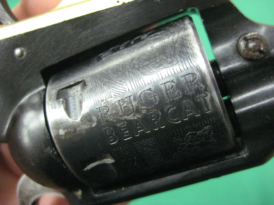 Ruger Bear Cat Small Frame Revolver Engraved Brass Single Action Side ...