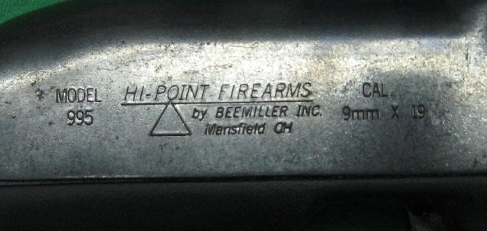 Hi Point Beemiller 9mmx19 Semi Model 995 Carbine Black Rifle W/ Peep ...